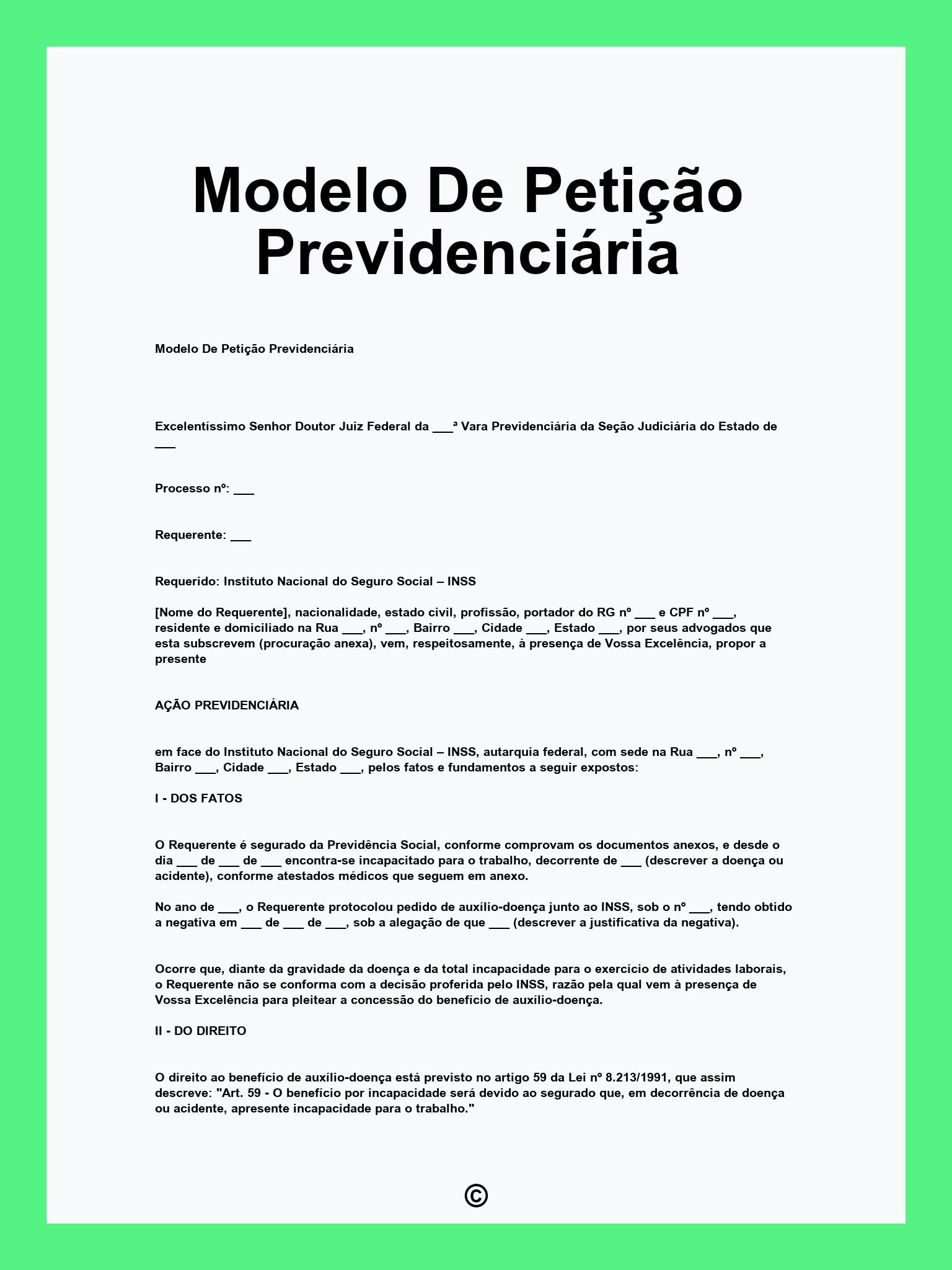 Modelo De Petição Previdenciária