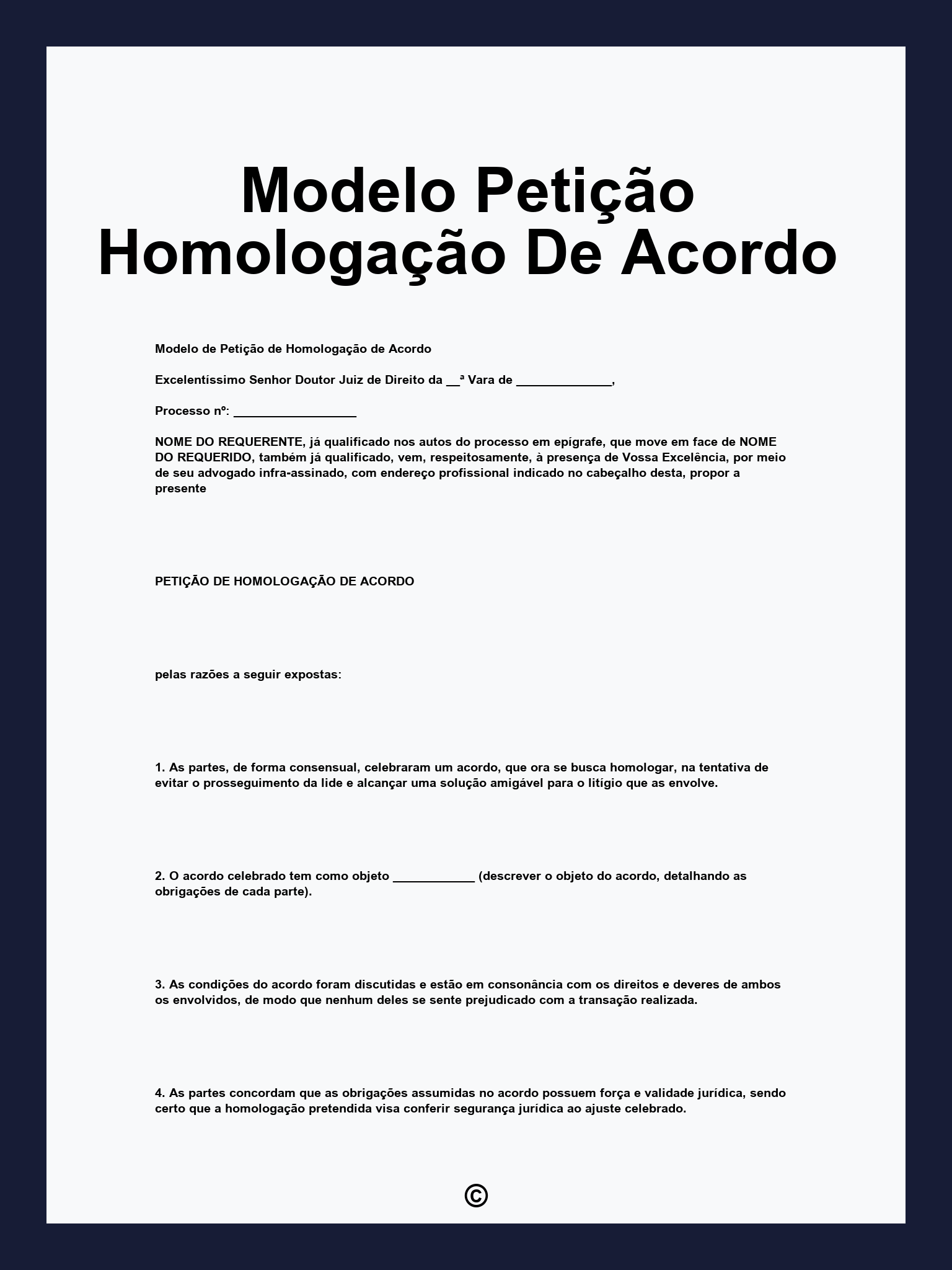 Modelo Petição Homologação De Acordo